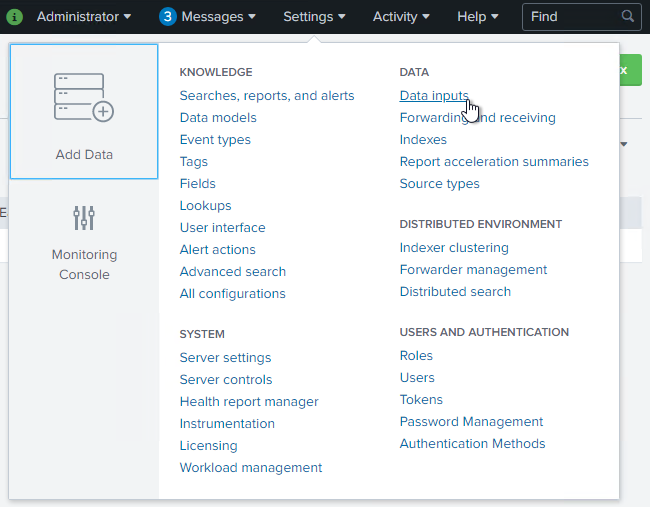 Create an HTTP Event Collector (HEC)