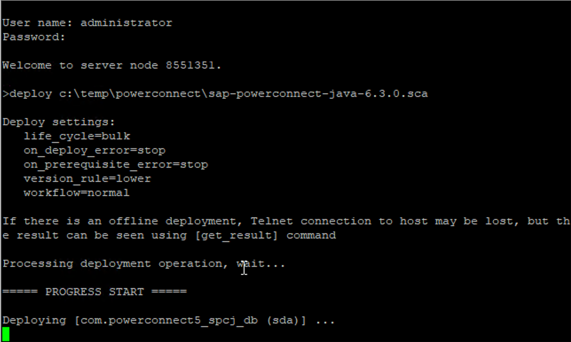 Installation via Telnet (PowerConnect Java 6.X)