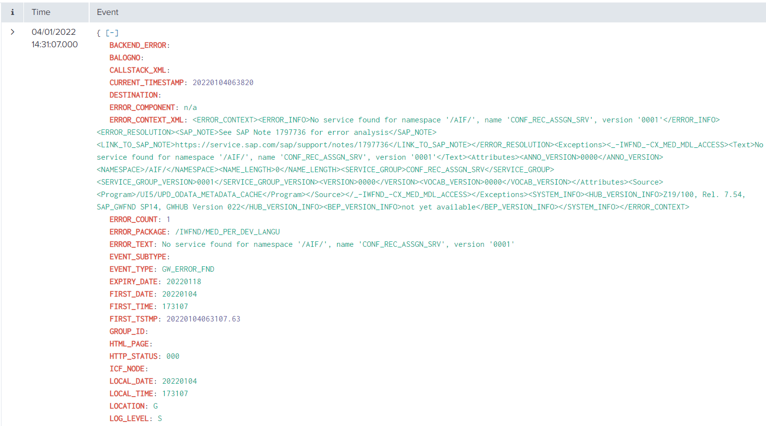 Gwerrorfnd Sap Gateway Frontend Error Log