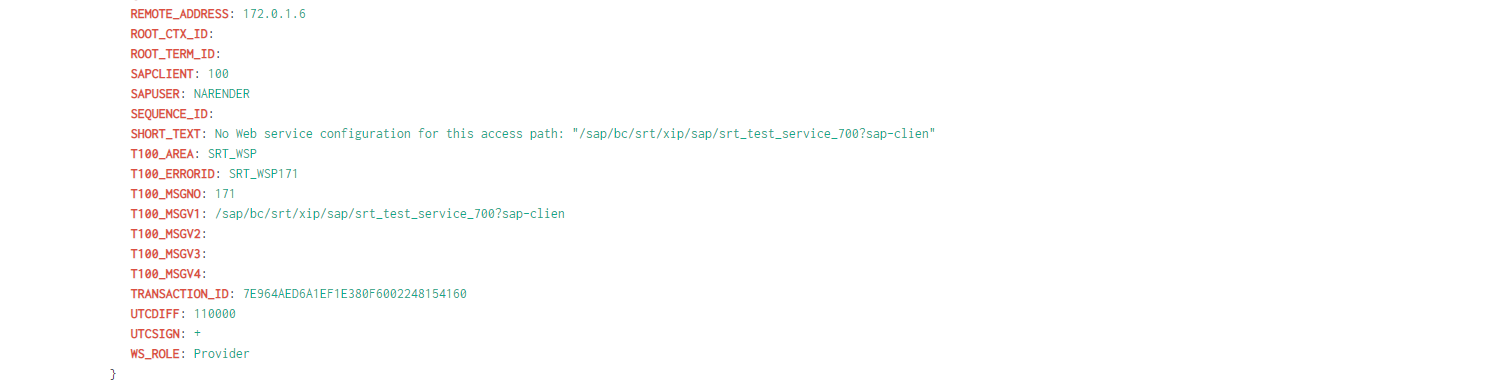 SRT_LOG - Web Services Error Log