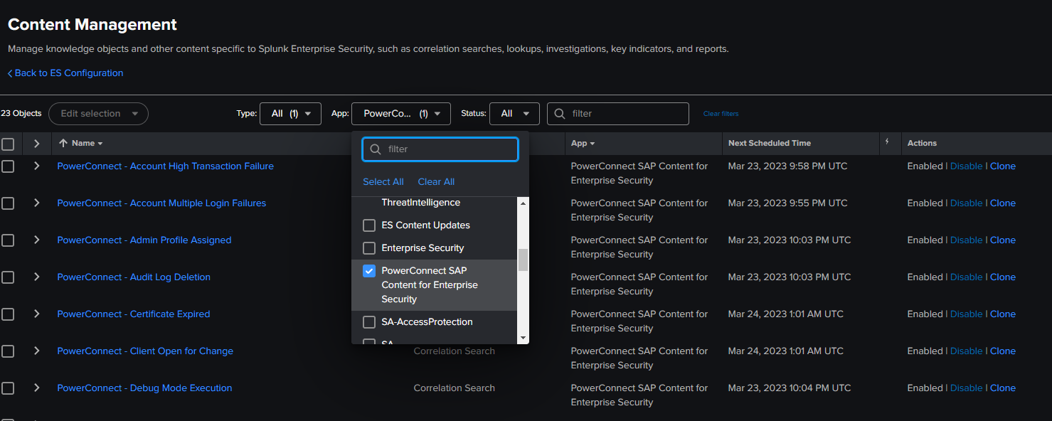 Installation steps: SAP PowerConnect Content Pack for Splunk Enterprise Security