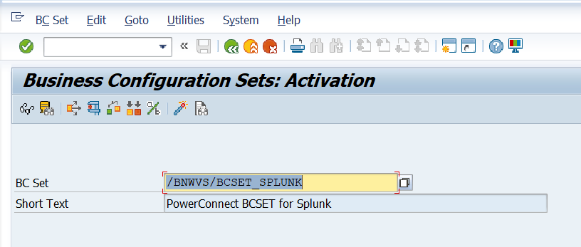 Activate Business Configuration Set For Splunk Powerconnect Abap 8x