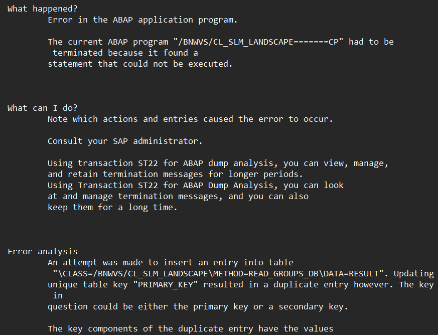 Kb 224 Itabduplicatekey Dump In Slm Control Panel